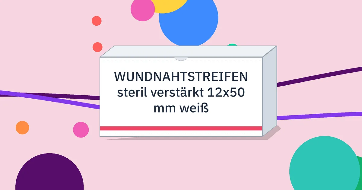 Symbolbild: Packung mit der Aufschrift WUNDNAHTSTREIFEN steril verstärkt 12x50 mm weiß (PZN 20100962) – Verfügbarkeit und Bezug in Apotheken in Frankfurt am Main