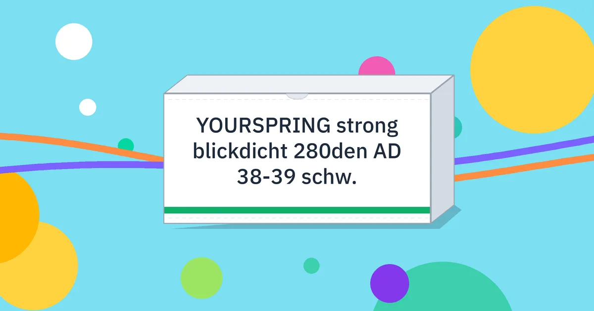 Symbolbild: Packung mit der Aufschrift YOURSPRING strong blickdicht 280den AD 38-39 schw. (PZN 18058537) – Verfügbarkeit und Bezug in Apotheken in Frankfurt am Main