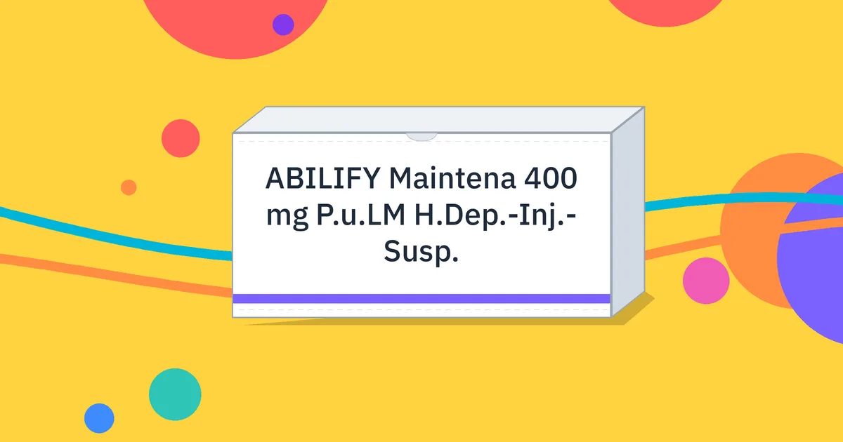 Symbolbild: Packung mit der Aufschrift ABILIFY Maintena 400 mg P.u.LM H.Dep.-Inj.-Susp. (PZN 13882645) – Verfügbarkeit und Bezug in Apotheken in Frankfurt am Main