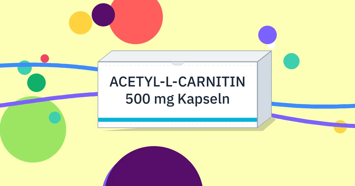Symbolbild: Packung mit der Aufschrift ACETYL-L-CARNITIN 500 mg Kapseln (PZN 04863867) – Verfügbarkeit und Bezug in Apotheken in Frankfurt am Main