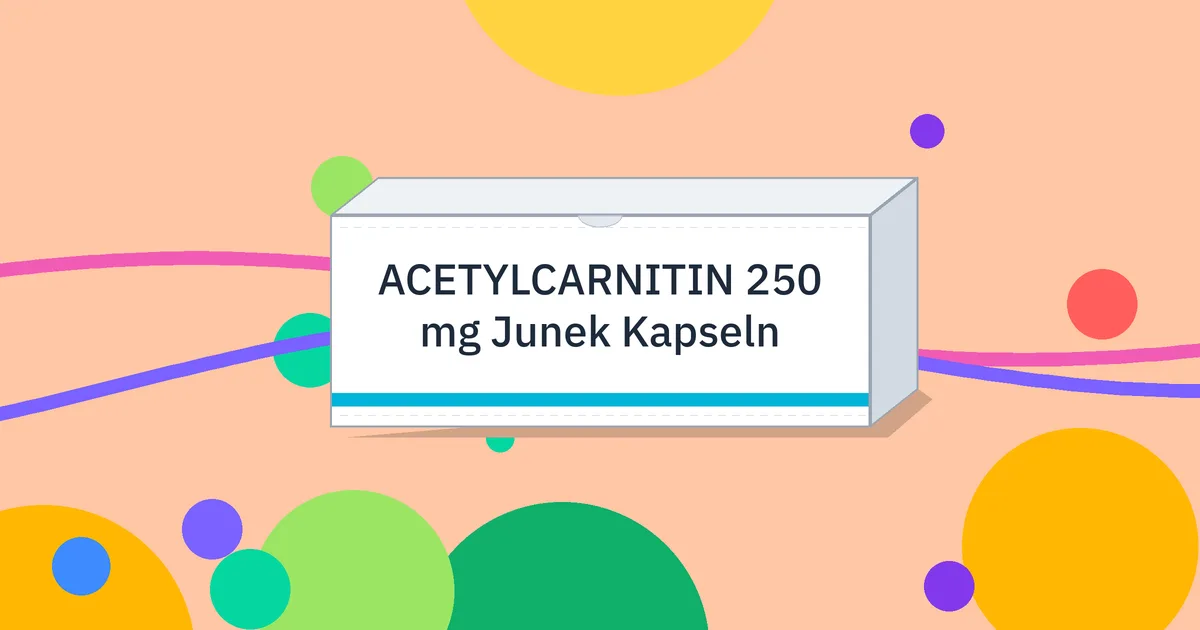 Symbolbild: Packung mit der Aufschrift ACETYLCARNITIN 250 mg Junek Kapseln (PZN 01089918) – Verfügbarkeit und Bezug in Apotheken in Frankfurt am Main