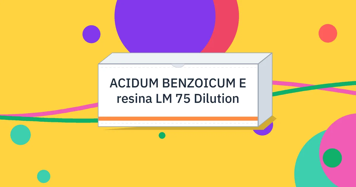 Symbolbild: Packung mit der Aufschrift ACIDUM BENZOICUM E resina LM 75 Dilution (PZN 16241898) – Verfügbarkeit und Bezug in Apotheken in Frankfurt am Main