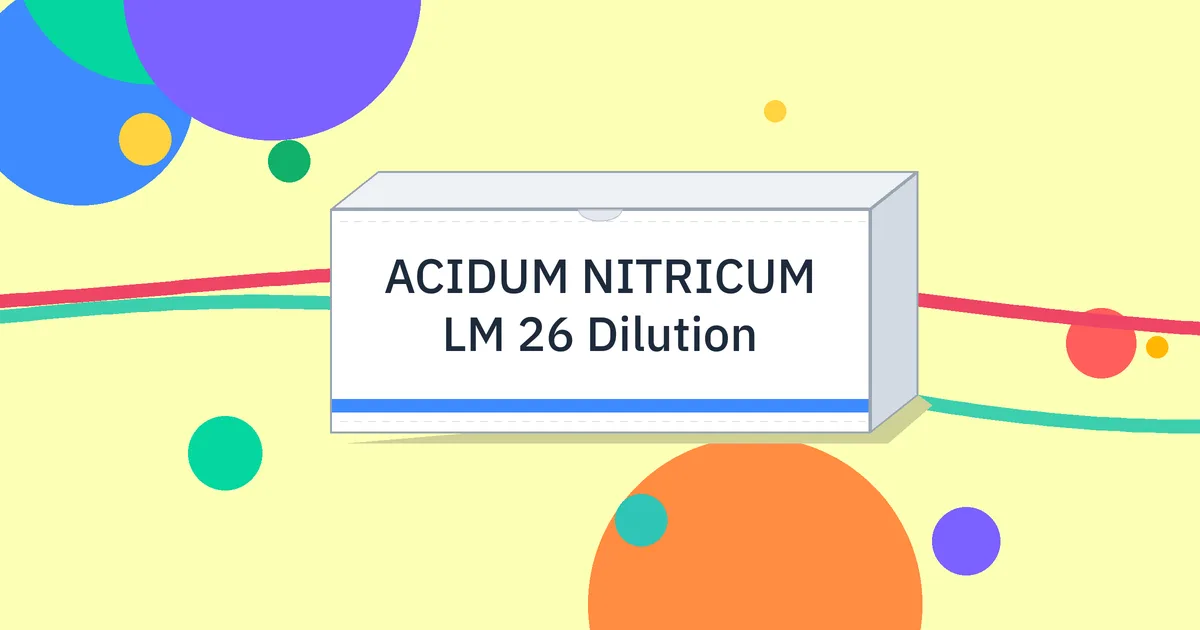 Symbolbild: Packung mit der Aufschrift ACIDUM NITRICUM LM 26 Dilution (PZN 12752946) – Verfügbarkeit und Bezug in Apotheken in Frankfurt am Main