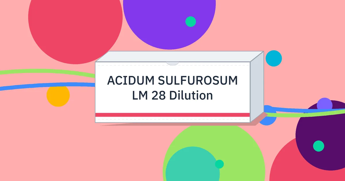 Symbolbild: Packung mit der Aufschrift ACIDUM SULFUROSUM LM 28 Dilution (PZN 13285168) – Verfügbarkeit und Bezug in Apotheken in Frankfurt am Main