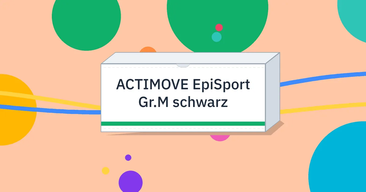 Symbolbild: Packung mit der Aufschrift ACTIMOVE EpiSport Gr.M schwarz (PZN 17948938) – Verfügbarkeit und Bezug in Apotheken in Frankfurt am Main