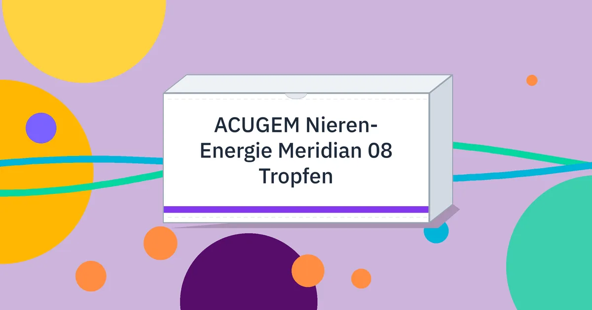 Symbolbild: Packung mit der Aufschrift ACUGEM Nieren-Energie Meridian 08 Tropfen (PZN 20296913) – Verfügbarkeit und Bezug in Apotheken in Frankfurt am Main