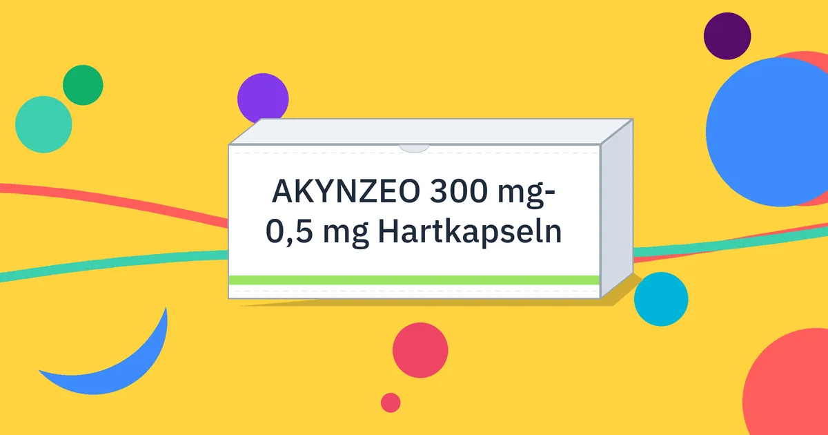 Symbolbild: Packung mit der Aufschrift AKYNZEO 300 mg-0,5 mg Hartkapseln (PZN 17935864) – Verfügbarkeit und Bezug in Apotheken in Frankfurt am Main