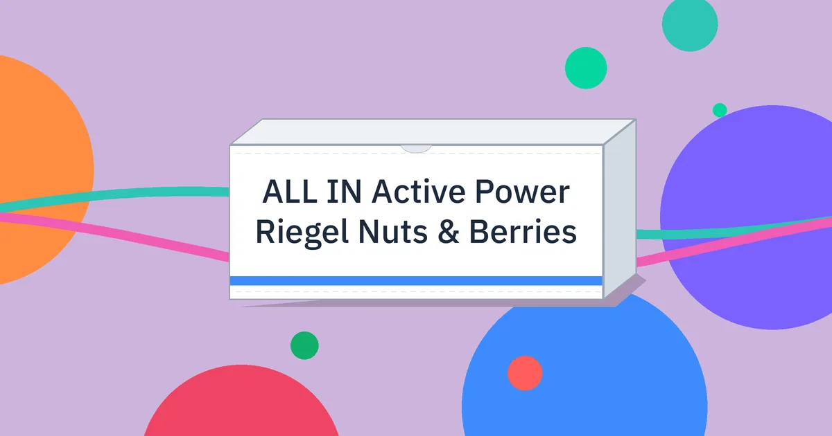 Symbolbild: Packung mit der Aufschrift ALL IN Active Power Riegel Nuts & Berries (PZN 16680451) – Verfügbarkeit und Bezug in Apotheken in Frankfurt am Main