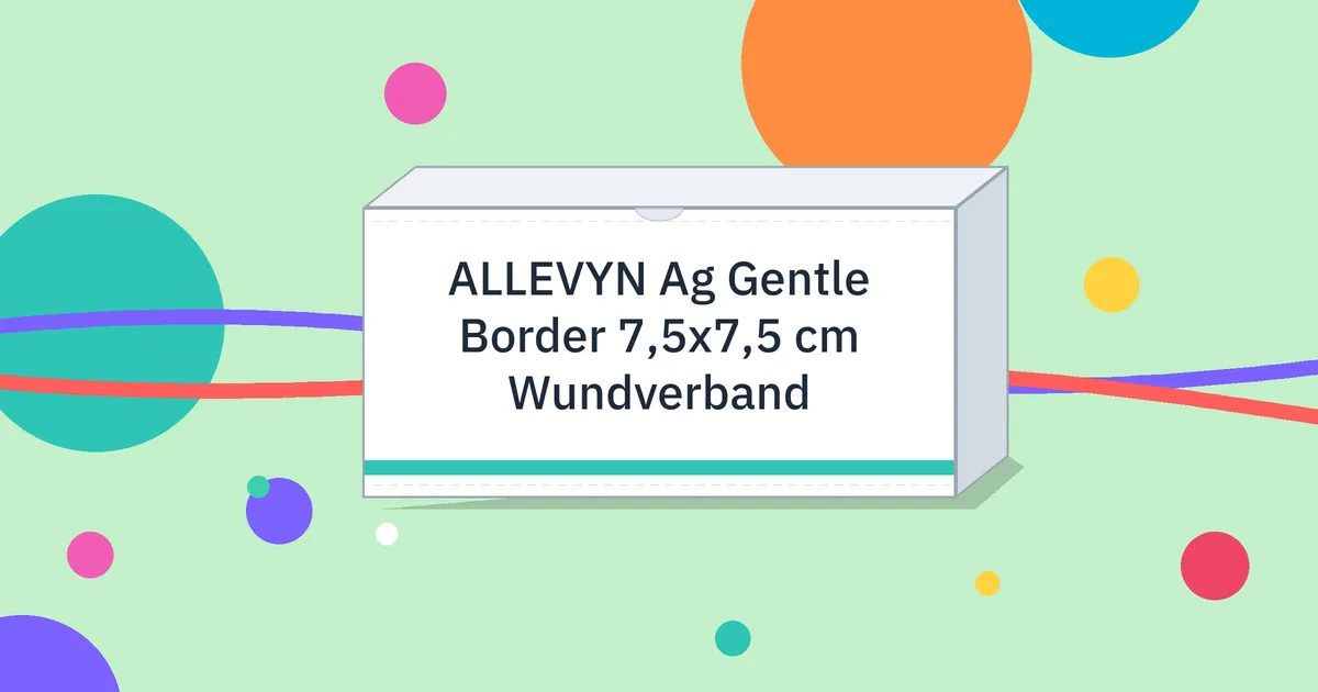 Symbolbild: Packung mit der Aufschrift ALLEVYN Ag Gentle Border 7,5x7,5 cm Wundverband (PZN 12555625) – Verfügbarkeit und Bezug in Apotheken in Frankfurt am Main