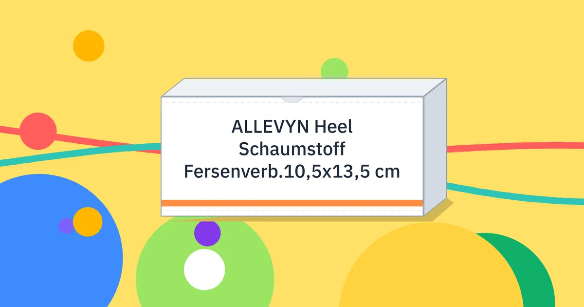 Symbolbild: Packung mit der Aufschrift ALLEVYN Heel Schaumstoff Fersenverb.10,5x13,5 cm (PZN 02805512) – Verfügbarkeit und Bezug in Apotheken in Frankfurt am Main