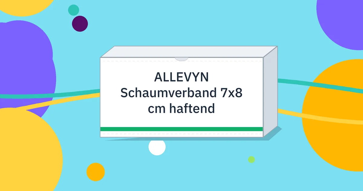Symbolbild: Packung mit der Aufschrift ALLEVYN Schaumverband 7x8 cm haftend (PZN 17831076) – Verfügbarkeit und Bezug in Apotheken in Frankfurt am Main