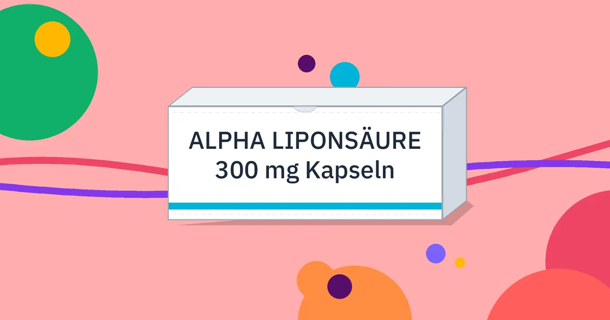 Symbolbild: Packung mit der Aufschrift ALPHA LIPONSÄURE 300 mg Kapseln (PZN 15736600) – Verfügbarkeit und Bezug in Apotheken in Frankfurt am Main