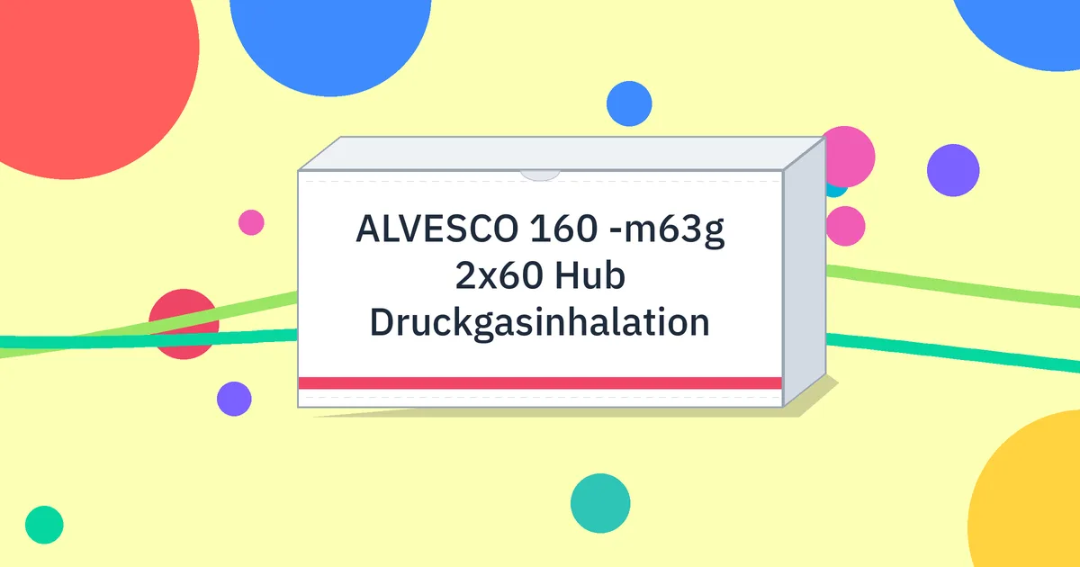 Symbolbild: Packung mit der Aufschrift ALVESCO 160 -m63g 2x60 Hub Druckgasinhalation (PZN 07717600) – Verfügbarkeit und Bezug in Apotheken in Frankfurt am Main
