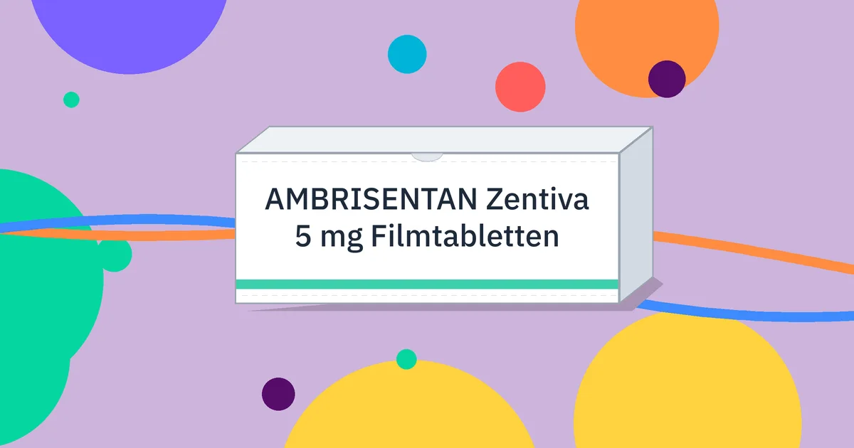 Symbolbild: Packung mit der Aufschrift AMBRISENTAN Zentiva 5 mg Filmtabletten (PZN 16166323) – Verfügbarkeit und Bezug in Apotheken in Frankfurt am Main