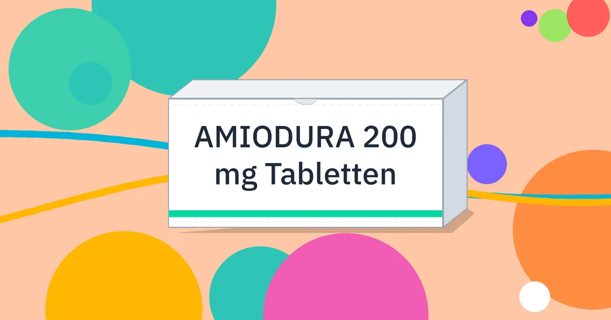Symbolbild: Packung mit der Aufschrift AMIODURA 200 mg Tabletten (PZN 18850288) – Verfügbarkeit und Bezug in Apotheken in Frankfurt am Main