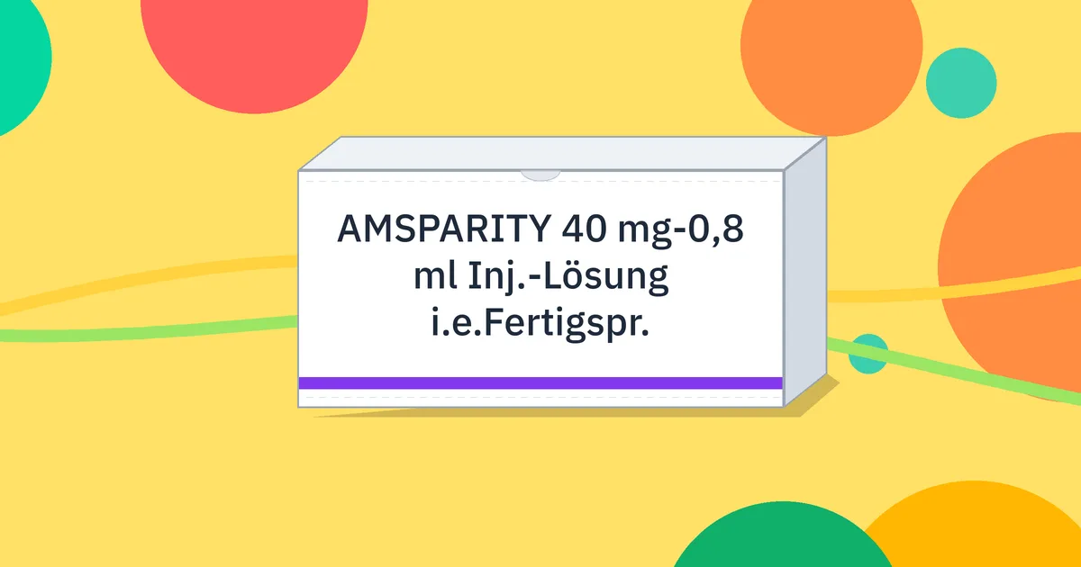 Symbolbild: Packung mit der Aufschrift AMSPARITY 40 mg-0,8 ml Inj.-Lösung i.e.Fertigspr. (PZN 18893487) – Verfügbarkeit und Bezug in Apotheken in Frankfurt am Main