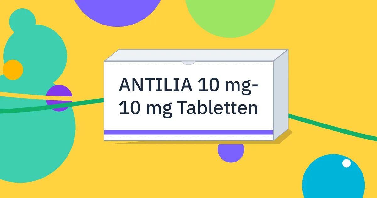 Symbolbild: Packung mit der Aufschrift ANTILIA 10 mg-10 mg Tabletten (PZN 14143826) – Verfügbarkeit und Bezug in Apotheken in Frankfurt am Main