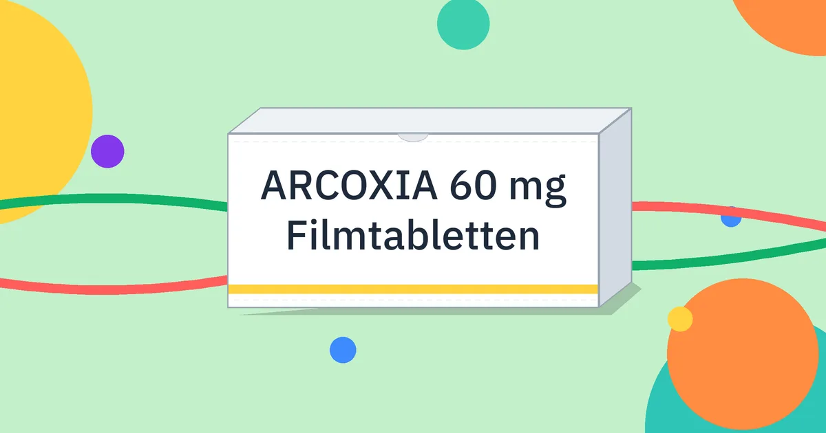 Symbolbild: Packung mit der Aufschrift ARCOXIA 60 mg Filmtabletten (PZN 02761074) – Verfügbarkeit und Bezug in Apotheken in Frankfurt am Main