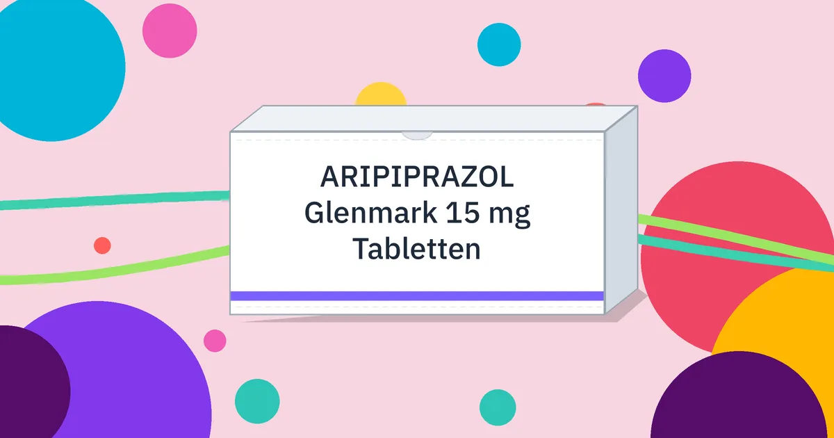 Symbolbild: Packung mit der Aufschrift ARIPIPRAZOL Glenmark 15 mg Tabletten (PZN 10788437) – Verfügbarkeit und Bezug in Apotheken in Frankfurt am Main