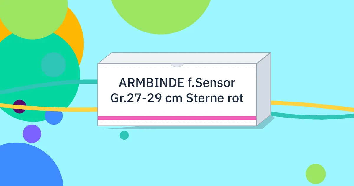 Symbolbild: Packung mit der Aufschrift ARMBINDE f.Sensor Gr.27-29 cm Sterne rot (PZN 17838440) – Verfügbarkeit und Bezug in Apotheken in Frankfurt am Main