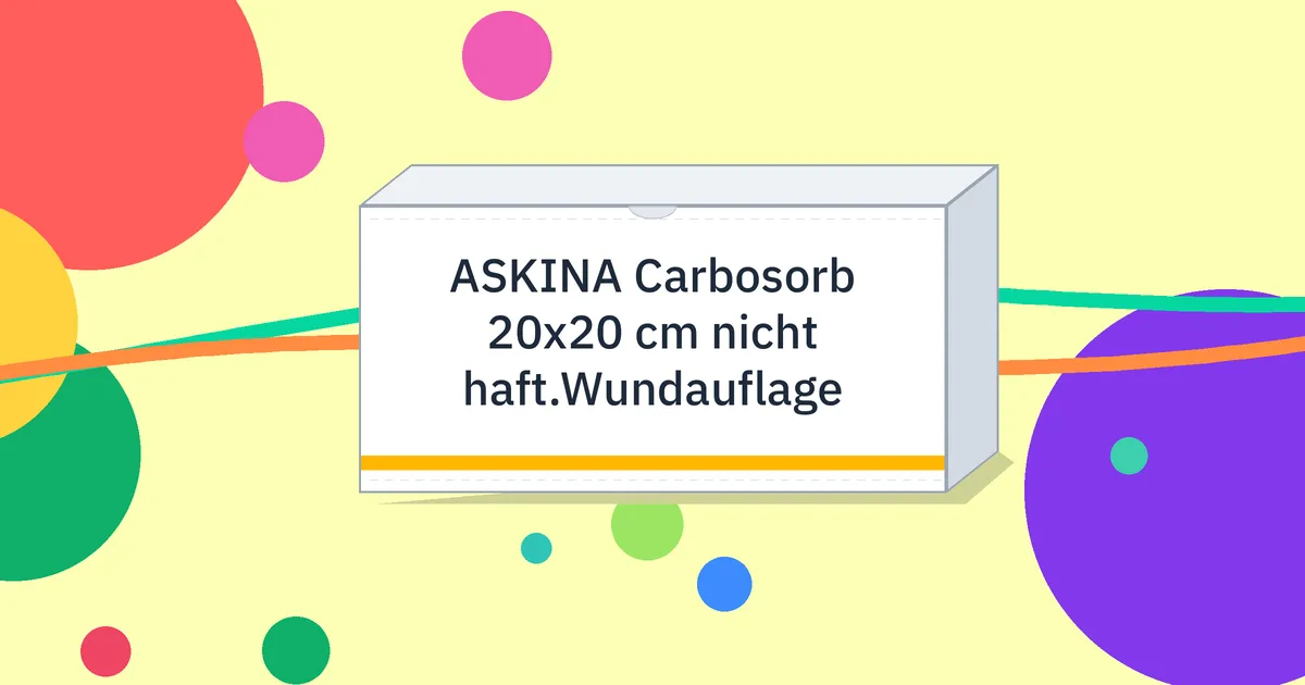 Symbolbild: Packung mit der Aufschrift ASKINA Carbosorb 20x20 cm nicht haft.Wundauflage (PZN 18208669) – Verfügbarkeit und Bezug in Apotheken in Frankfurt am Main