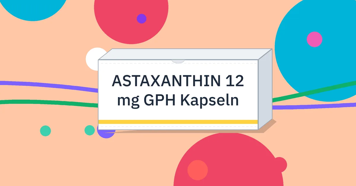 Symbolbild: Packung mit der Aufschrift ASTAXANTHIN 12 mg GPH Kapseln (PZN 16514824) – Verfügbarkeit und Bezug in Apotheken in Frankfurt am Main