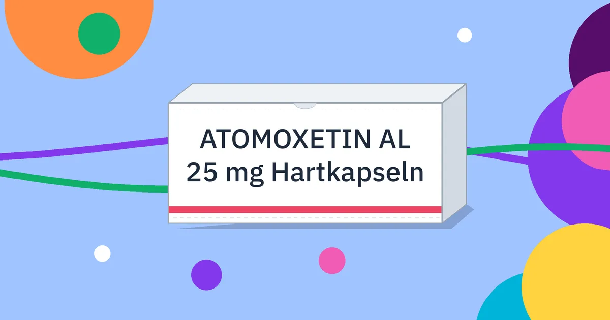 Symbolbild: Packung mit der Aufschrift ATOMOXETIN AL 25 mg Hartkapseln (PZN 14373934) – Verfügbarkeit und Bezug in Apotheken in Frankfurt am Main