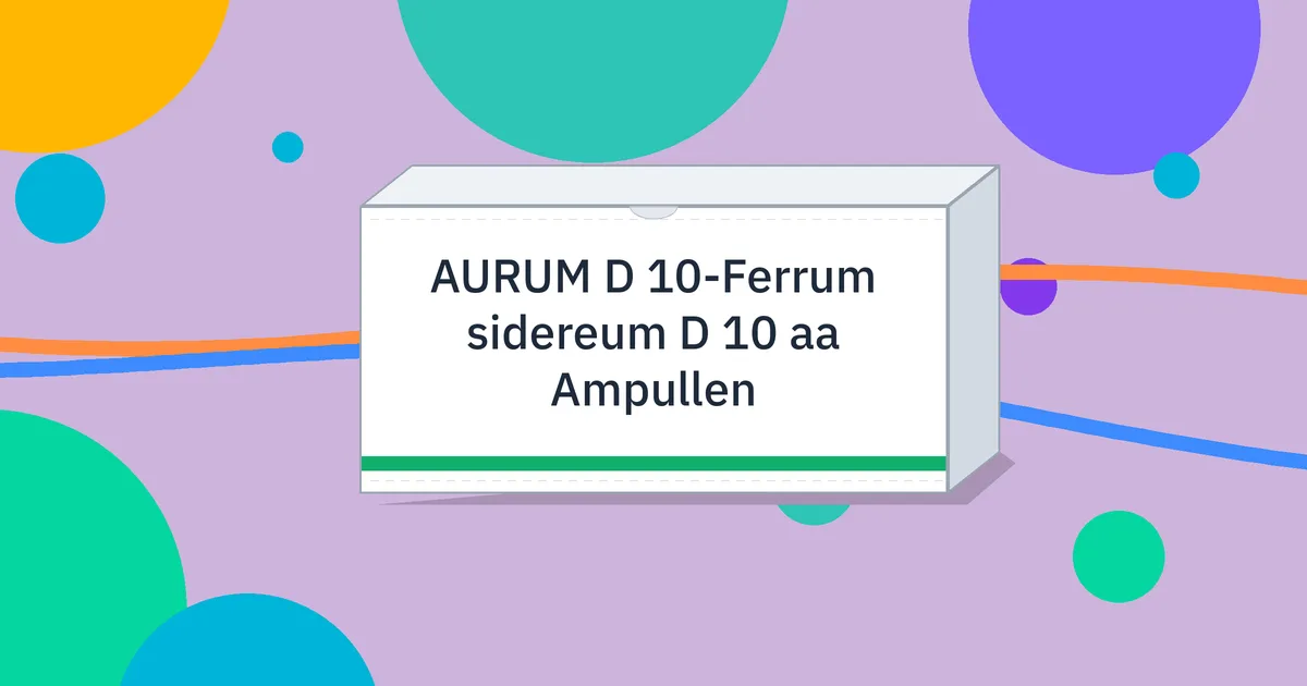 Symbolbild: Packung mit der Aufschrift AURUM D 10-Ferrum sidereum D 10 aa Ampullen (PZN 02818101) – Verfügbarkeit und Bezug in Apotheken in Frankfurt am Main