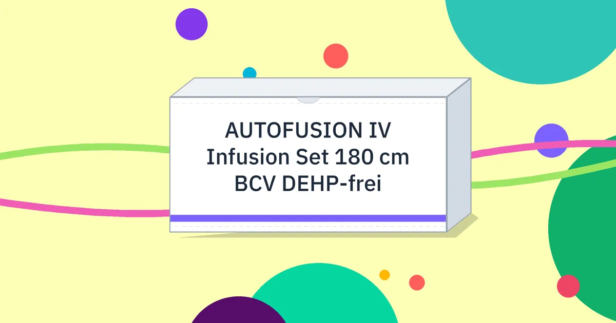 Symbolbild: Packung mit der Aufschrift AUTOFUSION IV Infusion Set 180 cm BCV DEHP-frei (PZN 18739674) – Verfügbarkeit und Bezug in Apotheken in Frankfurt am Main