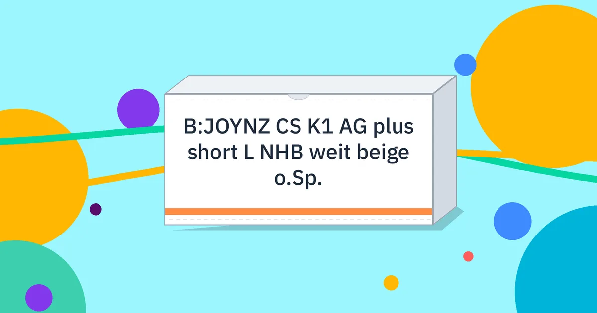 Symbolbild: Packung mit der Aufschrift B:JOYNZ CS K1 AG plus short L NHB weit beige o.Sp. (PZN 20535795) – Verfügbarkeit und Bezug in Apotheken in Frankfurt am Main