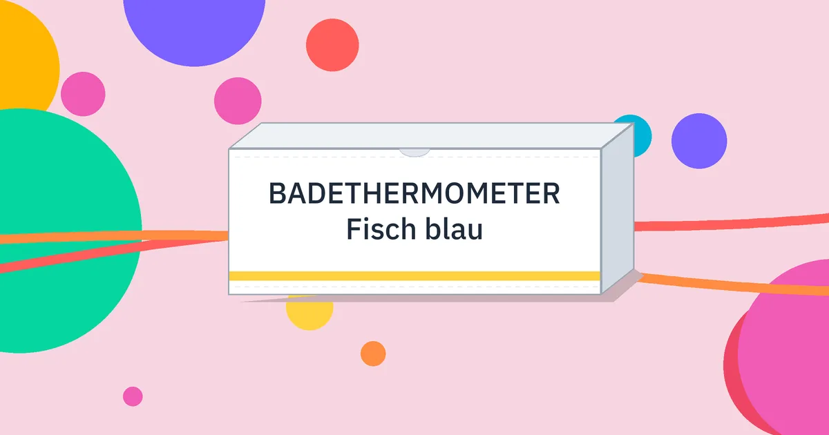 Symbolbild: Packung mit der Aufschrift BADETHERMOMETER Fisch blau (PZN 06910884) – Verfügbarkeit und Bezug in Apotheken in Frankfurt am Main
