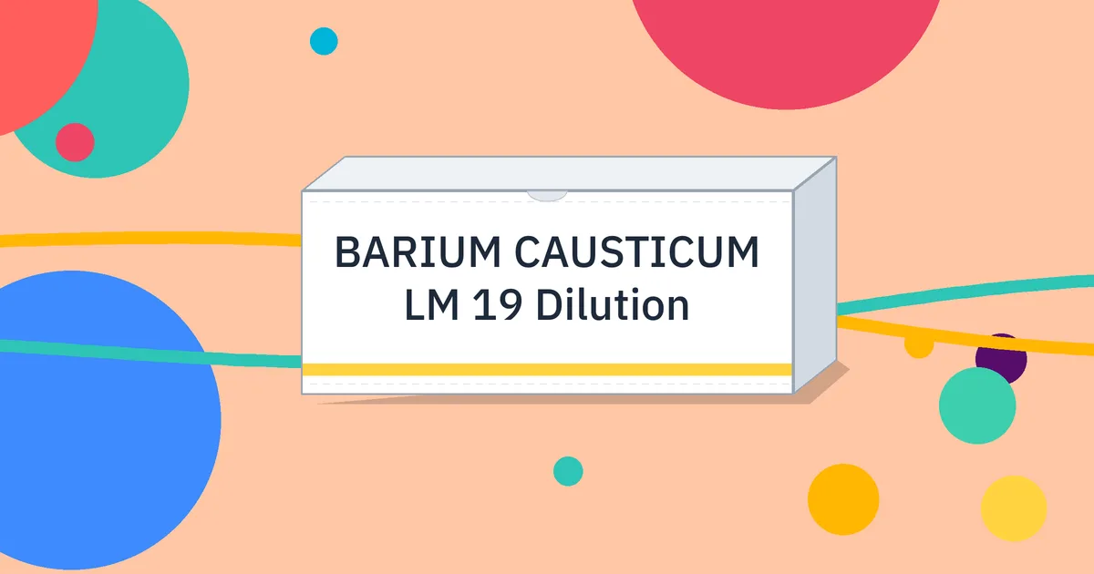 Symbolbild: Packung mit der Aufschrift BARIUM CAUSTICUM LM 19 Dilution (PZN 13376729) – Verfügbarkeit und Bezug in Apotheken in Frankfurt am Main