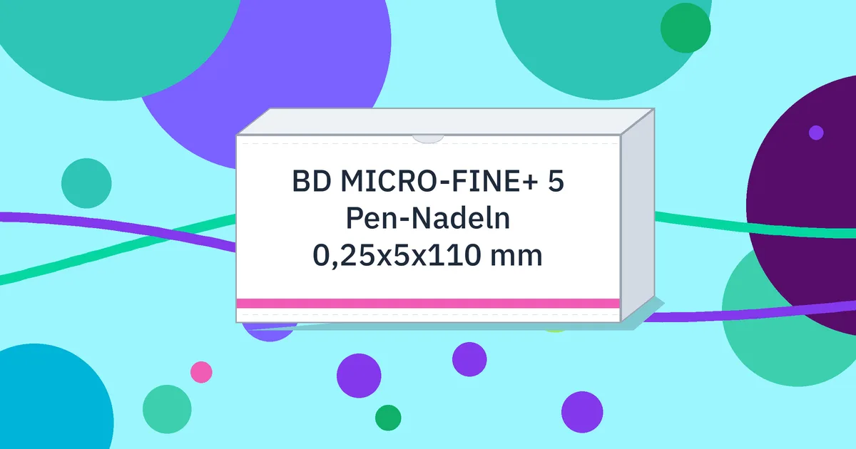 Symbolbild: Packung mit der Aufschrift BD MICRO-FINE+ 5 Pen-Nadeln 0,25x5x110 mm (PZN 05116546) – Verfügbarkeit und Bezug in Apotheken in Frankfurt am Main