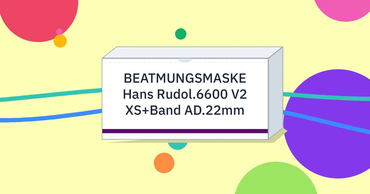 Symbolbild: Packung mit der Aufschrift BEATMUNGSMASKE Hans Rudol.6600 V2 XS+Band AD.22mm (PZN 17303549) – Verfügbarkeit und Bezug in Apotheken in Frankfurt am Main