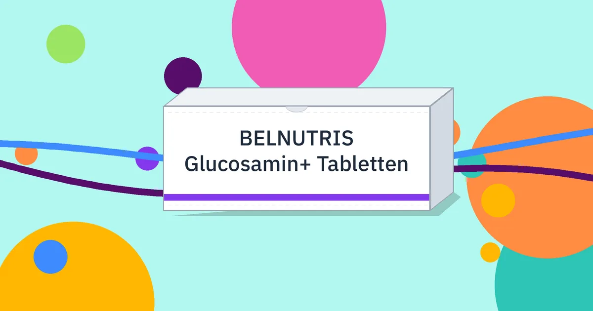 Symbolbild: Packung mit der Aufschrift BELNUTRIS Glucosamin+ Tabletten (PZN 19638001) – Verfügbarkeit und Bezug in Apotheken in Frankfurt am Main