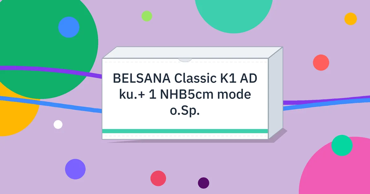 Symbolbild: Packung mit der Aufschrift BELSANA Classic K1 AD ku.+ 1 NHB5cm mode o.Sp. (PZN 19254476) – Verfügbarkeit und Bezug in Apotheken in Frankfurt am Main