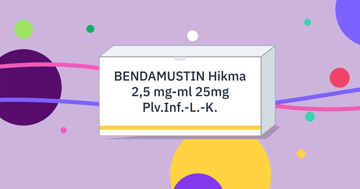 Symbolbild: Packung mit der Aufschrift BENDAMUSTIN Hikma 2,5 mg-ml 25mg Plv.Inf.-L.-K. (PZN 16579456) – Verfügbarkeit und Bezug in Apotheken in Frankfurt am Main