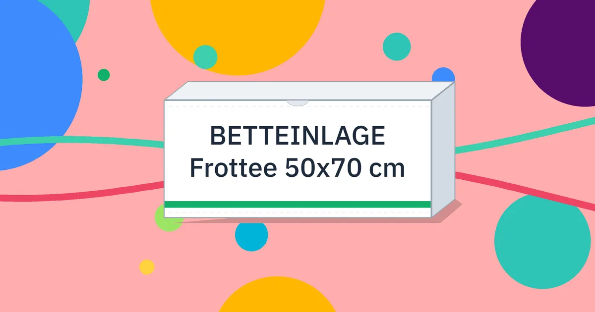 Symbolbild: Packung mit der Aufschrift BETTEINLAGE Frottee 50x70 cm (PZN 16232793) – Verfügbarkeit und Bezug in Apotheken in Frankfurt am Main