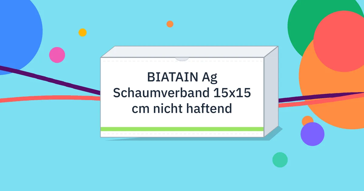 Symbolbild: Packung mit der Aufschrift BIATAIN Ag Schaumverband 15x15 cm nicht haftend (PZN 19872725) – Verfügbarkeit und Bezug in Apotheken in Frankfurt am Main