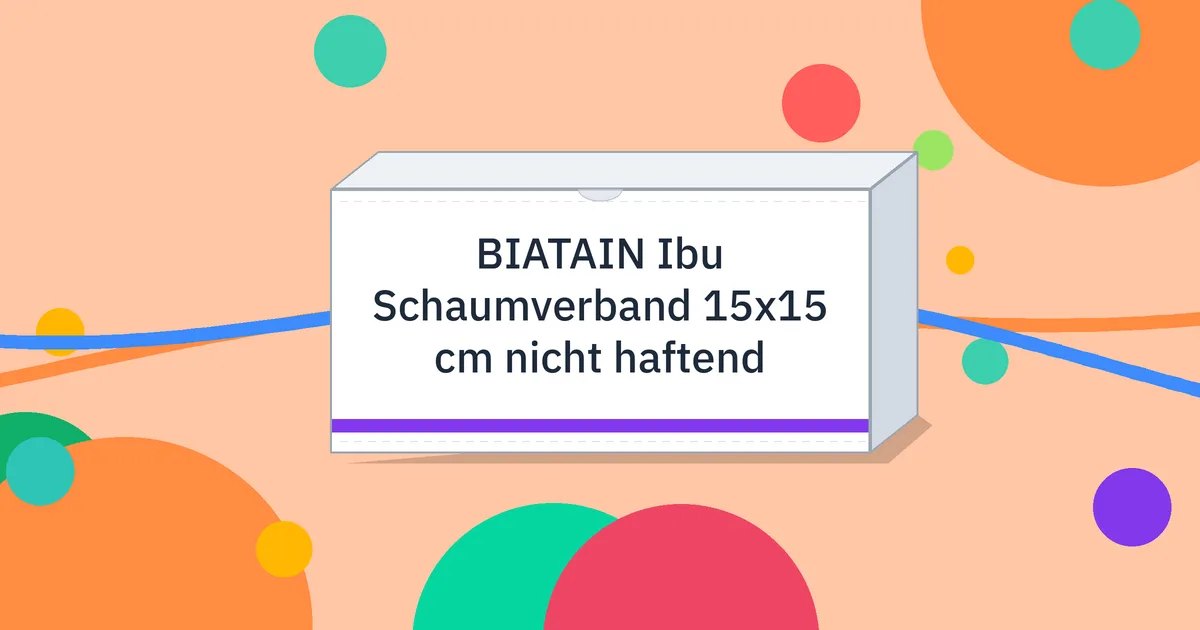 Symbolbild: Packung mit der Aufschrift BIATAIN Ibu Schaumverband 15x15 cm nicht haftend (PZN 01643272) – Verfügbarkeit und Bezug in Apotheken in Frankfurt am Main