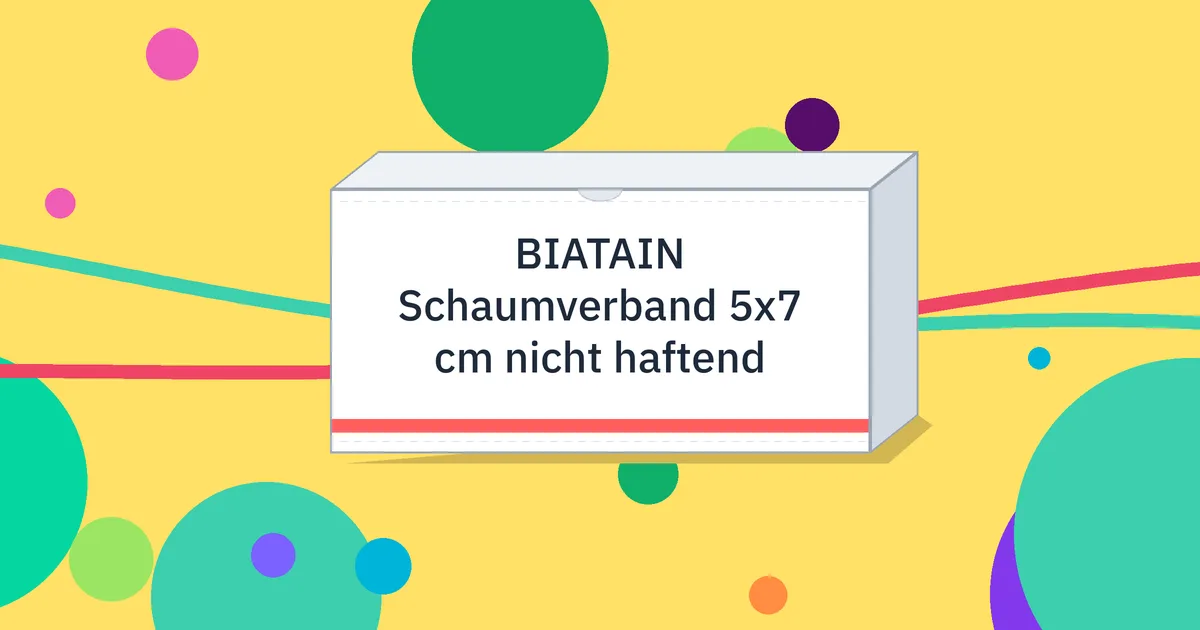 Symbolbild: Packung mit der Aufschrift BIATAIN Schaumverband 5x7 cm nicht haftend (PZN 19855566) – Verfügbarkeit und Bezug in Apotheken in Frankfurt am Main