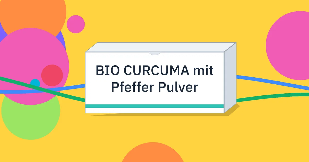 Symbolbild: Packung mit der Aufschrift BIO CURCUMA mit Pfeffer Pulver (PZN 19515511) – Verfügbarkeit und Bezug in Apotheken in Frankfurt am Main