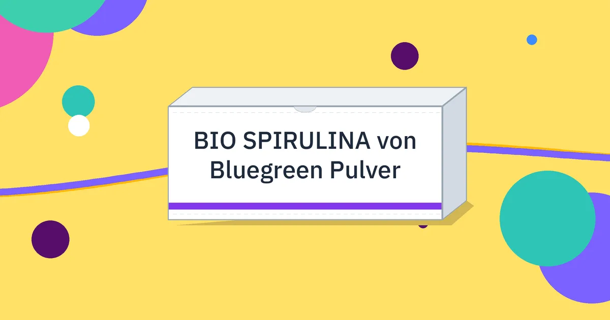 Symbolbild: Packung mit der Aufschrift BIO SPIRULINA von Bluegreen Pulver (PZN 15408190) – Verfügbarkeit und Bezug in Apotheken in Frankfurt am Main