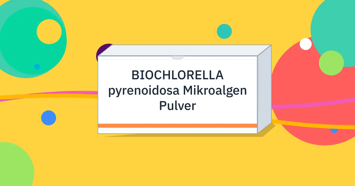 Symbolbild: Packung mit der Aufschrift BIOCHLORELLA pyrenoidosa Mikroalgen Pulver (PZN 12726044) – Verfügbarkeit und Bezug in Apotheken in Frankfurt am Main