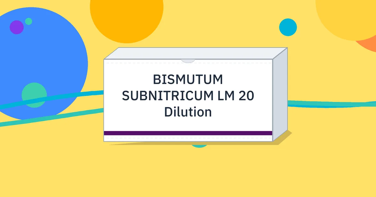 Symbolbild: Packung mit der Aufschrift BISMUTUM SUBNITRICUM LM 20 Dilution (PZN 13388810) – Verfügbarkeit und Bezug in Apotheken in Frankfurt am Main