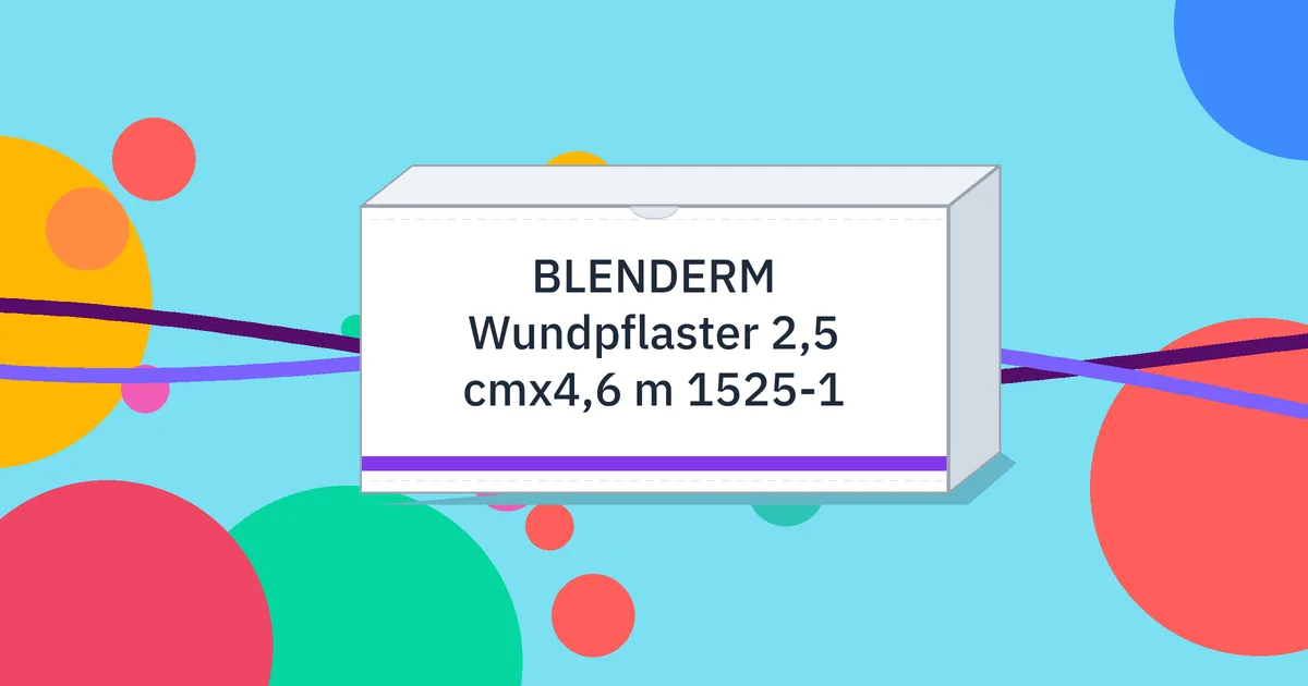 Symbolbild: Packung mit der Aufschrift BLENDERM Wundpflaster 2,5 cmx4,6 m 1525-1 (PZN 05867028) – Verfügbarkeit und Bezug in Apotheken in Frankfurt am Main