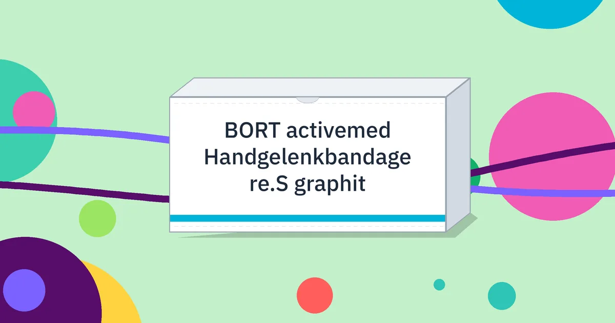 Symbolbild: Packung mit der Aufschrift BORT activemed Handgelenkbandage re.S graphit (PZN 17581975) – Verfügbarkeit und Bezug in Apotheken in Frankfurt am Main