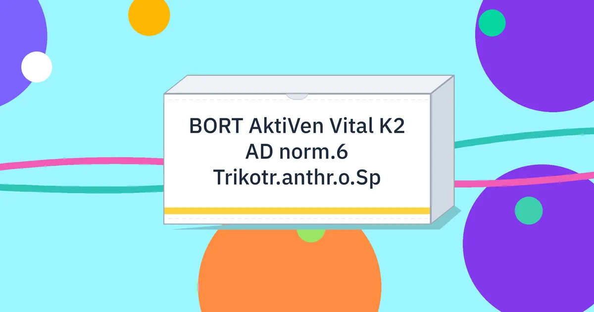 Symbolbild: Packung mit der Aufschrift BORT AktiVen Vital K2 AD norm.6 Trikotr.anthr.o.Sp (PZN 13728370) – Verfügbarkeit und Bezug in Apotheken in Frankfurt am Main