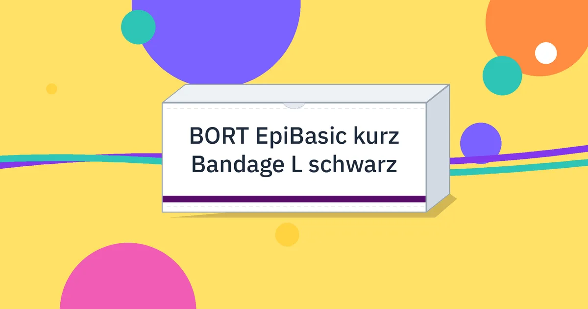 Symbolbild: Packung mit der Aufschrift BORT EpiBasic kurz Bandage L schwarz (PZN 15255912) – Verfügbarkeit und Bezug in Apotheken in Frankfurt am Main
