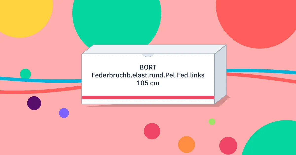 Symbolbild: Packung mit der Aufschrift BORT Federbruchb.elast.rund.Pel.Fed.links 105 cm (PZN 07210232) – Verfügbarkeit und Bezug in Apotheken in Frankfurt am Main